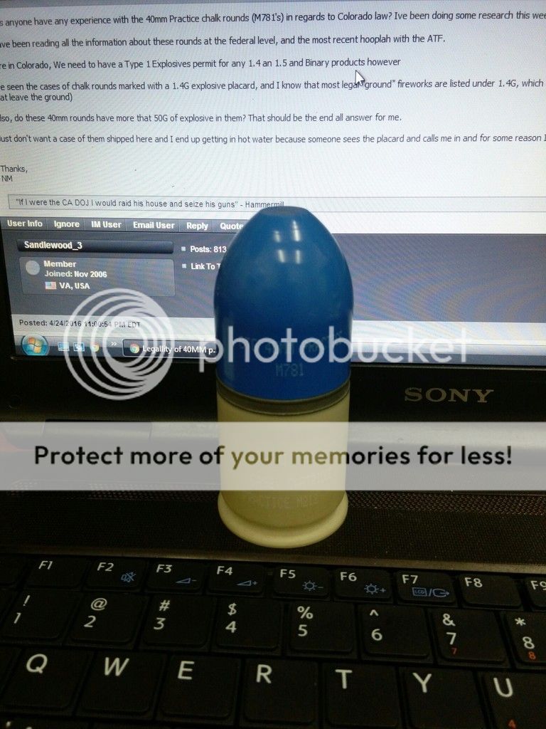 Legallity of 40MM practice chalk rounds in Colorado > Destructive ...